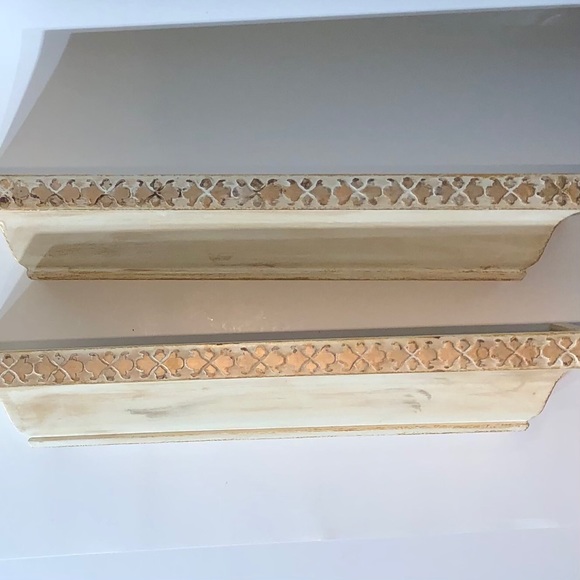 Wall Decor | Two Displays Wall Shelfs In Ivory With Gold Accent | Poshmark